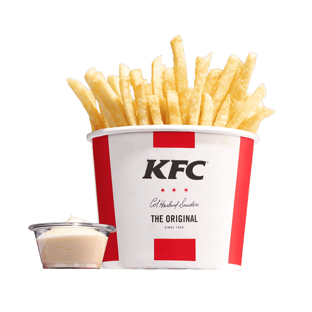 Fries Bucket: A generous serving of golden and crispy potato fries ...